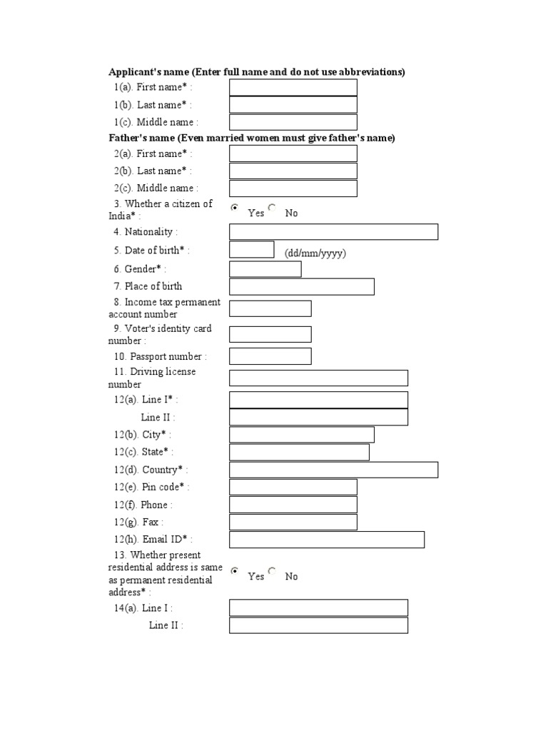 DIN Application Form Guidelines | PDF | Document | Identity Document