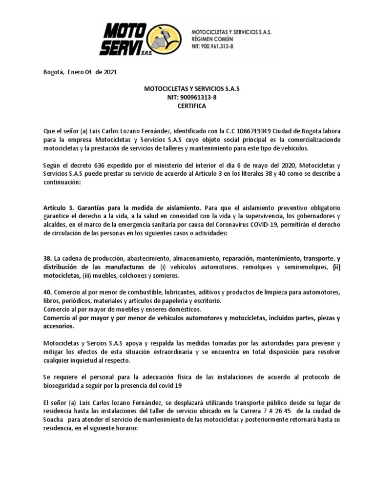 Carta Luis PDF | PDF | Transporte | Business