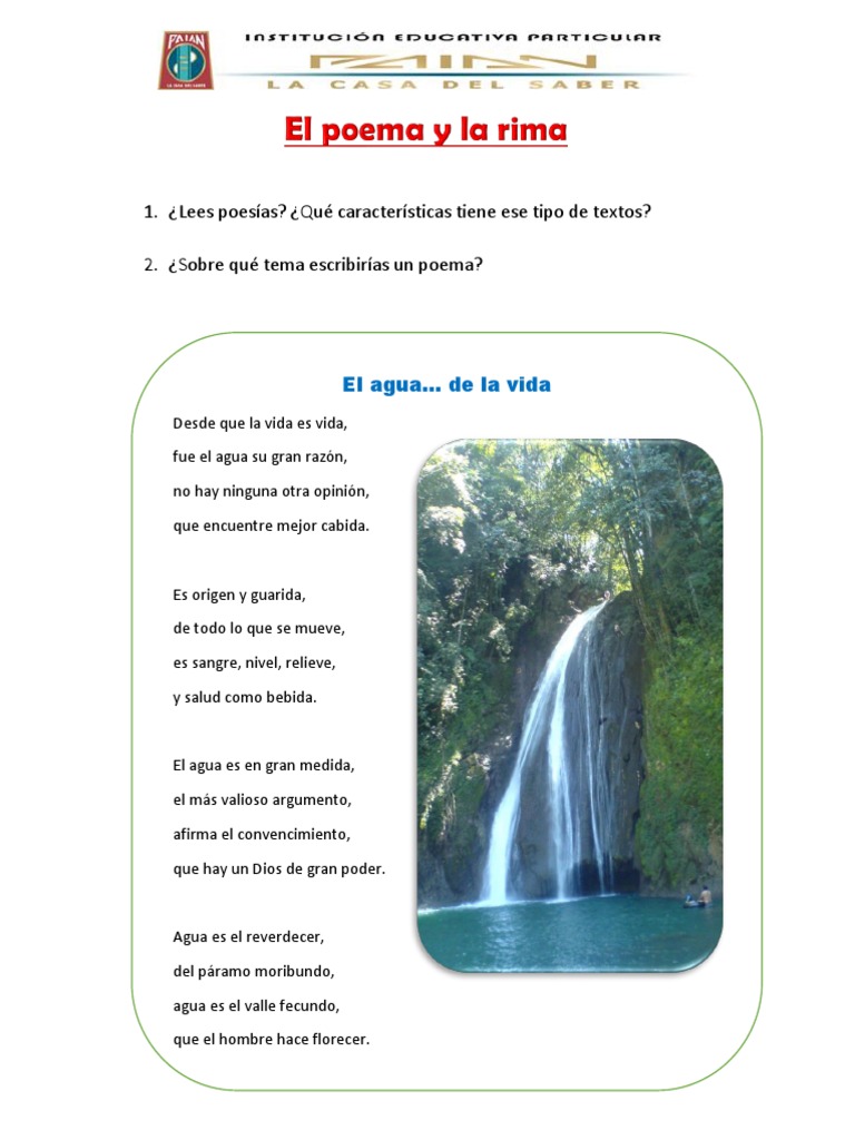 Poema sobre el agua con rima | PDF | Rima | Recursos poéticos