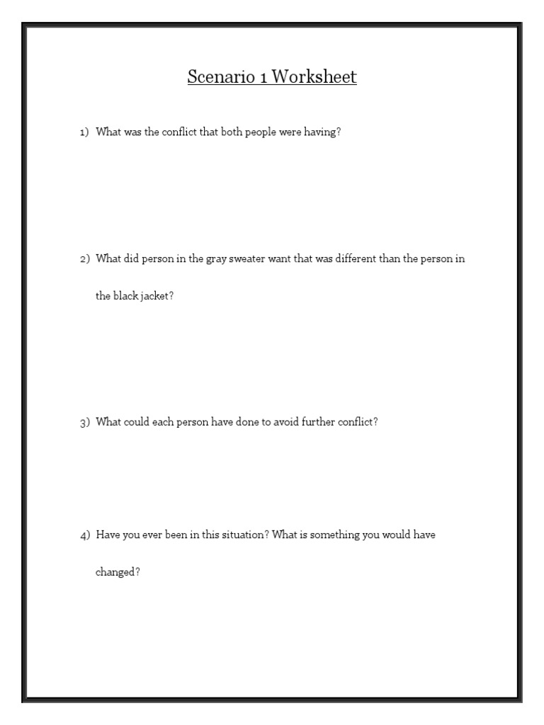 Scenario Worksheets | PDF