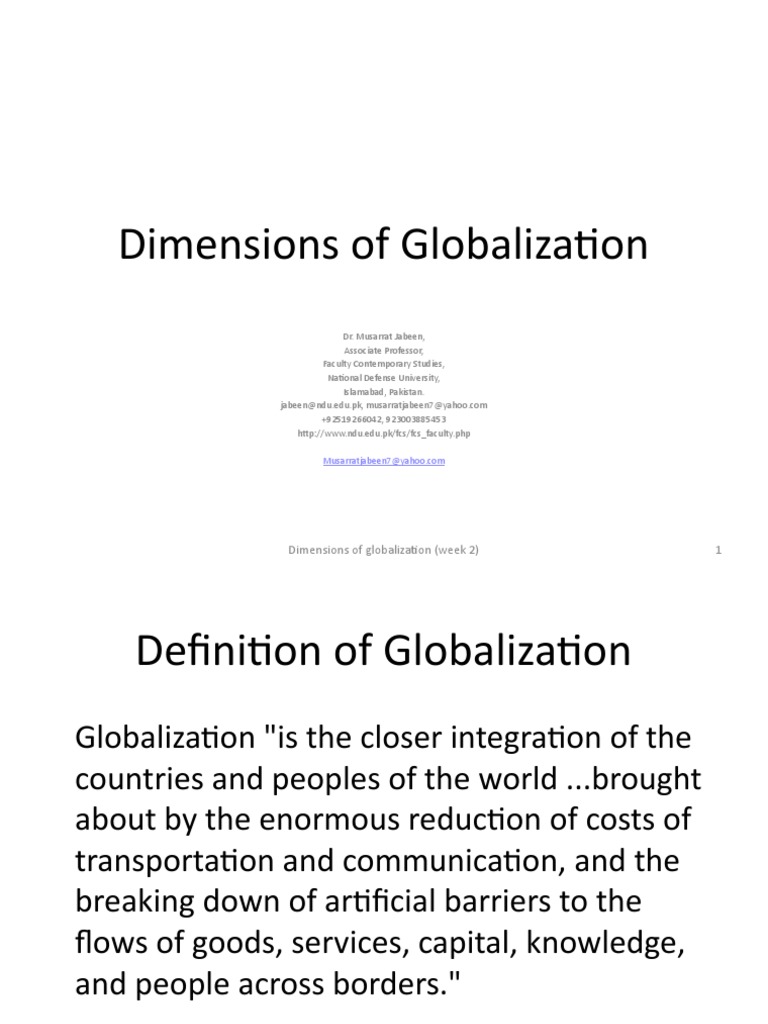 2 Dimensions of Globalization | PDF | Globalization | Ecology