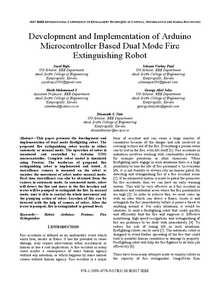 Development and Implementation of Arduino Microcontroller Based Dual Mode Fire Extinguishing ...