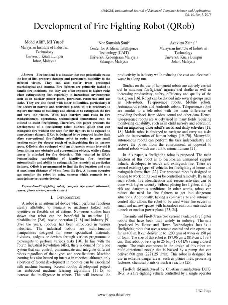 Development of Fire Fighting Robot (QRob) PDF | PDF | Robot | Robotics