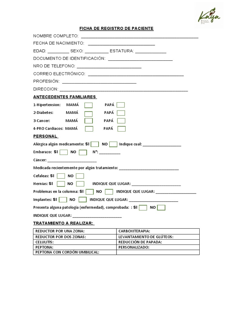 Ficha de Registro de Paciente | PDF | Salud pública | Medicina