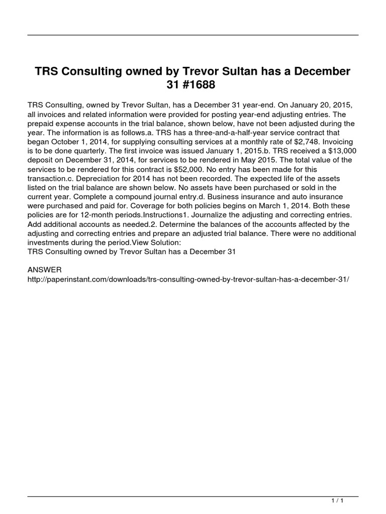 Year-End Adjustments for TRS Consulting | PDF | Insurance | Depreciation
