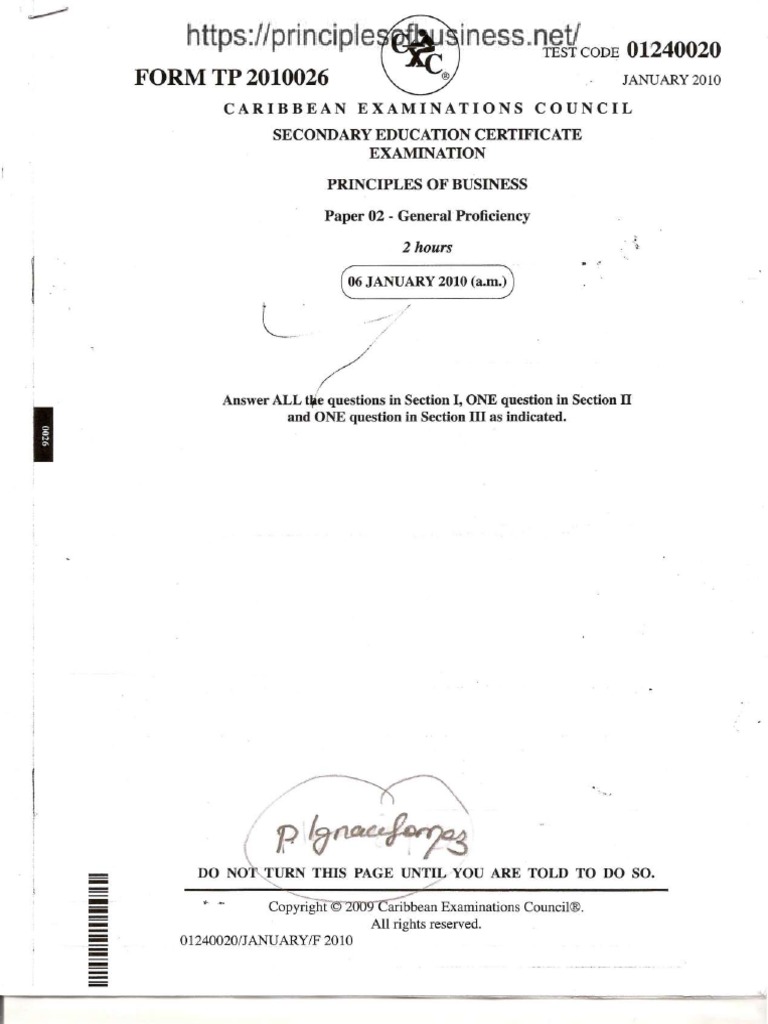 Csec CXC Pob Past Papers January 2010 Paper 02 PDF | PDF | Foreign ...