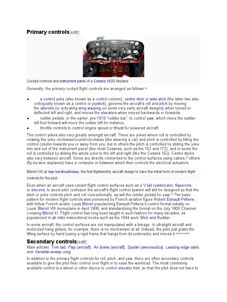 Primary Controls: Instrument Panel Cessna 182 | PDF | Aircraft Flight ...