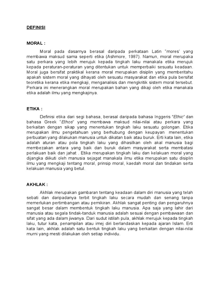 Definisi Etika, Moral, dan Akhlak | PDF