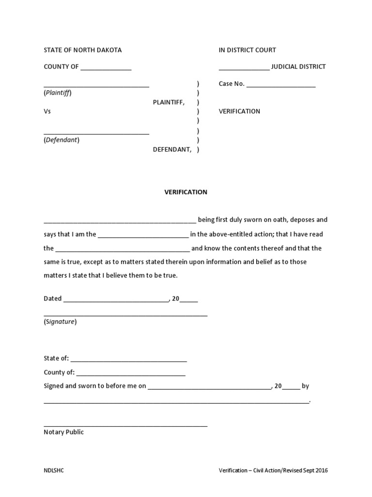 Notarized Verification Form Sample Pdf Pleading Notary Public