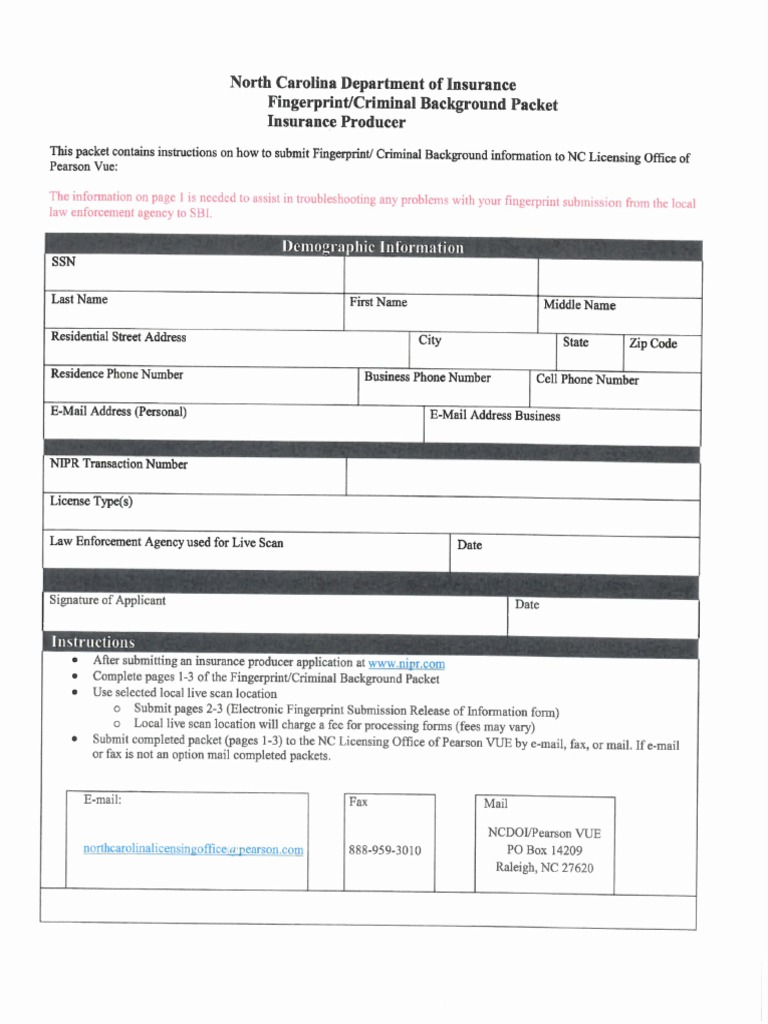 Insurance Producer Fingerprint Criminal Background Packet | PDF Insurance Producer Fingerprint Criminal Background Packet | PDF