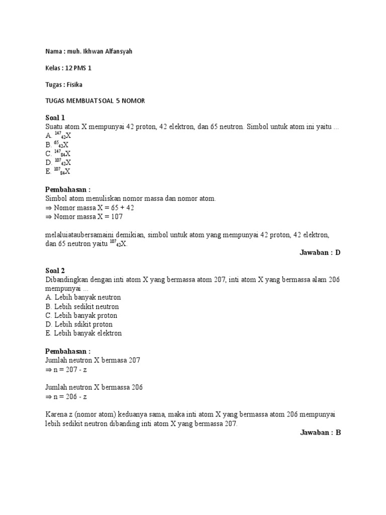 Nama Muh. Ikhwan Alfansyah Tugas Fisika Membuat Soal 5 Nomor | PDF