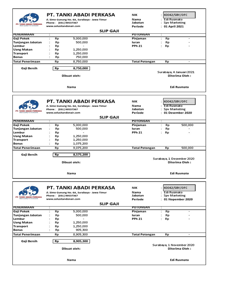 Contoh Slip Gaji PDF | PDF