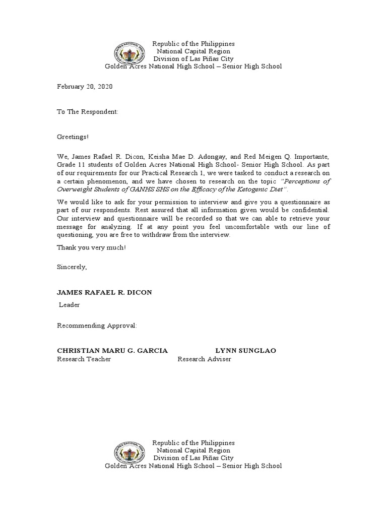 Overweight Students of GANHS SHS On The Efficacy of The Ketogenic Diet ...