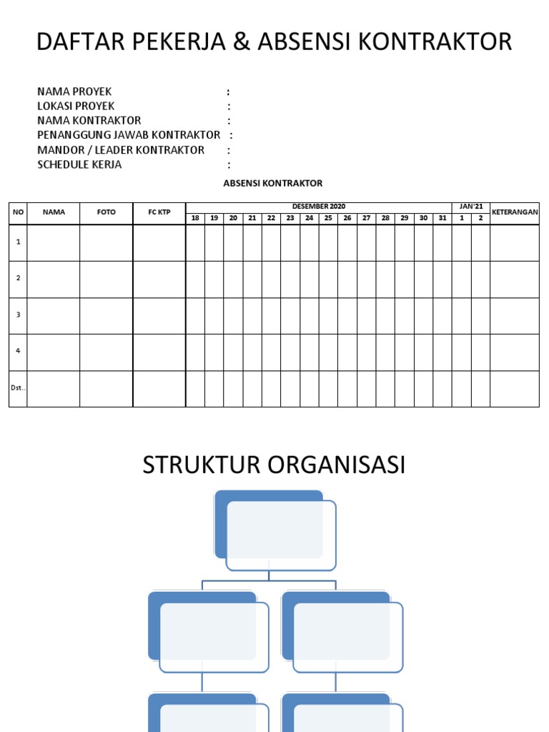 Contoh Daftar Absen Pekerja Proyek | PDF