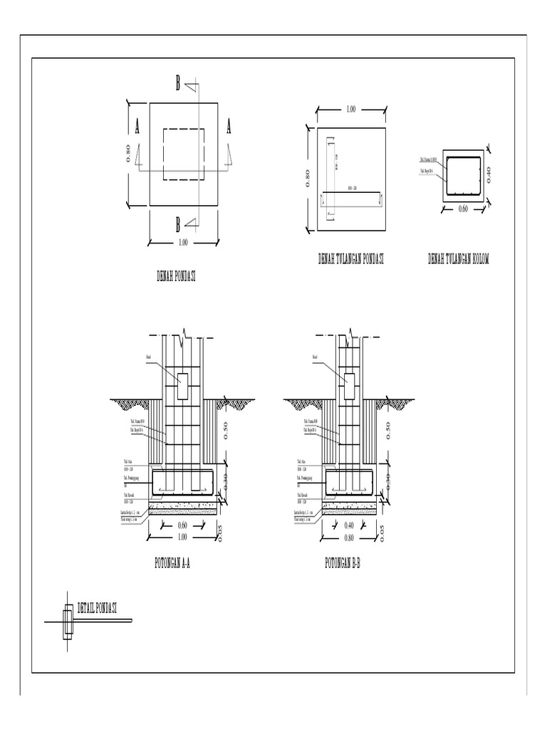 Detail Pondasi Footplat | PDF