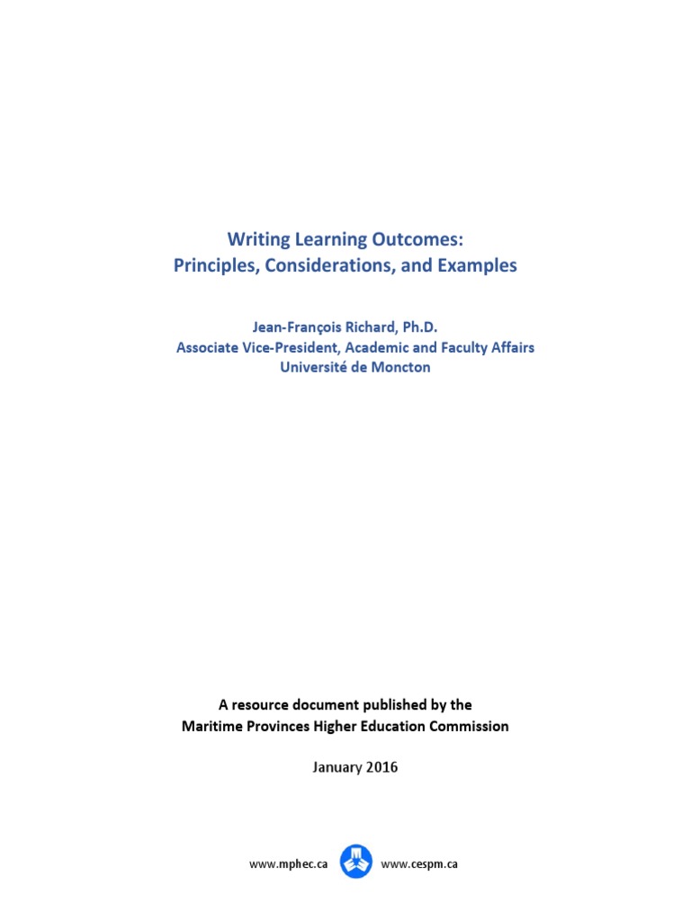 Writing Learning Outcomes: Principles, Considerations, and Examples ...