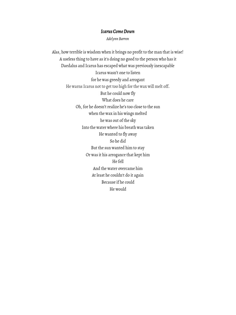 Poem Assignment On Hubris | PDF