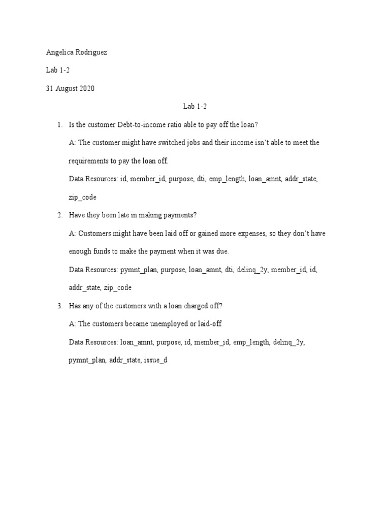Lab 1-2 Data Analytics in Managerial Accounting Lab | PDF