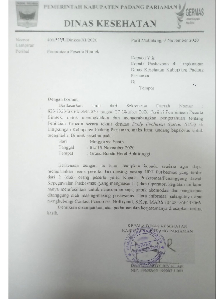 Permintaan Peserta Bimtek | PDF