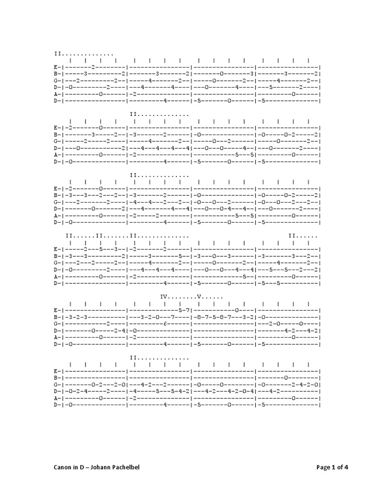 Canon in D Tab | PDF | Pachelbel's Canon | Compositions