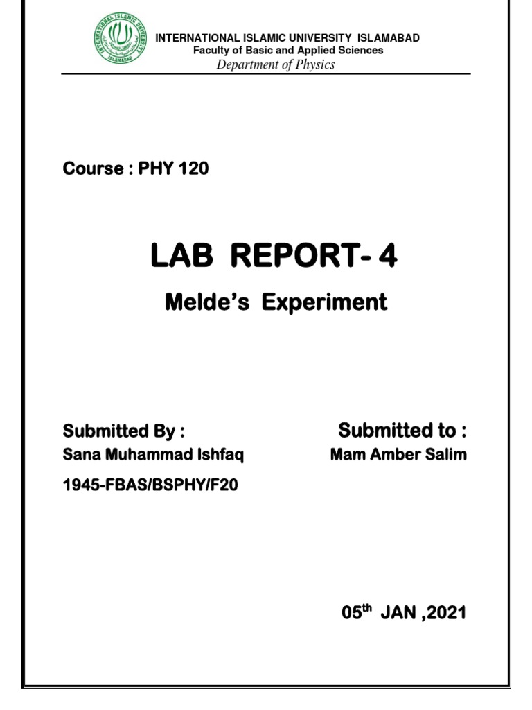 Lab Report-4: Melde's Experiment | PDF | Waves | Tension (Physics) Lab Report-4: Melde's Experiment | PDF | Waves | Tension (Physics)