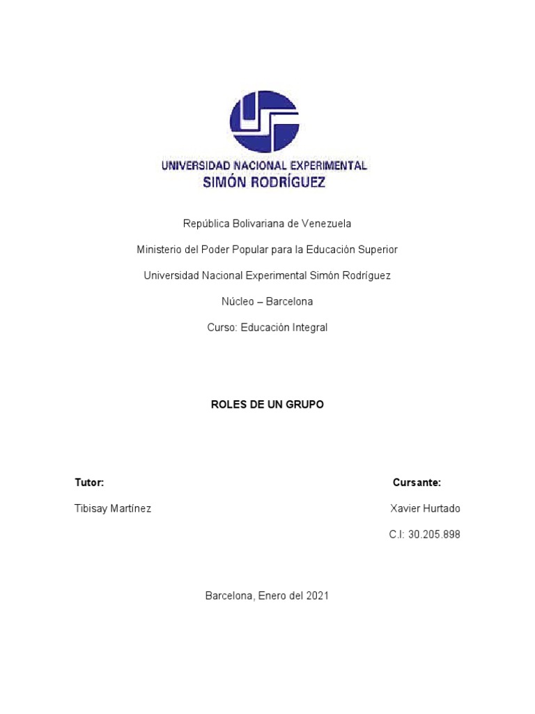 Roles de Un Grupo | PDF | Liderazgo | Aprendizaje