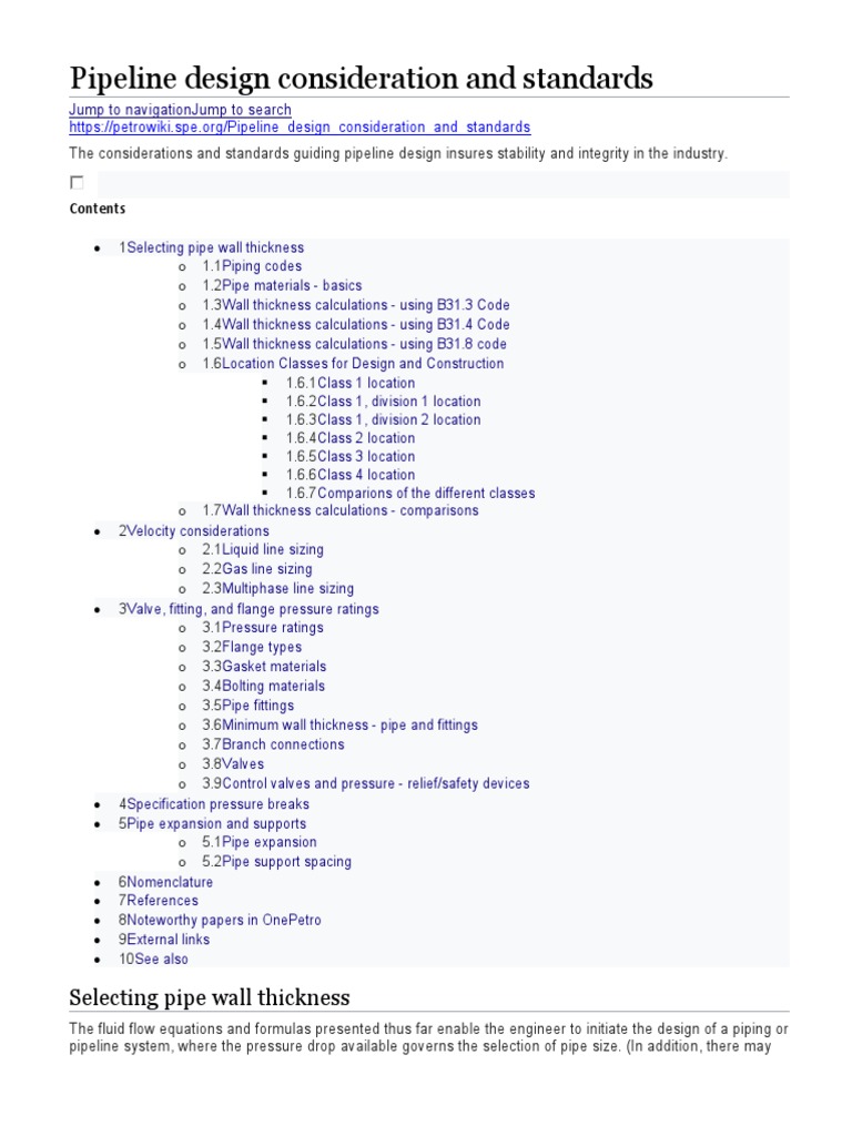 Pipeline Design Consideration and Standards | PDF | Pipe (Fluid ...