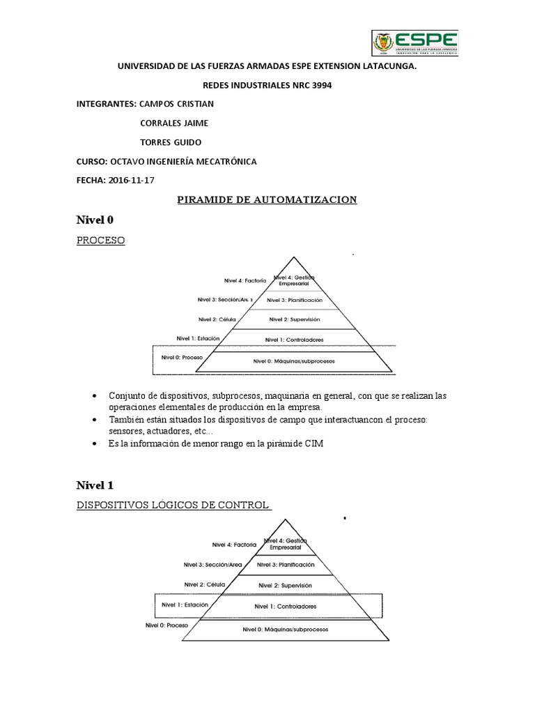 Ejemplo de Piramide de Automatizacion | PDF | Scada | Automatización