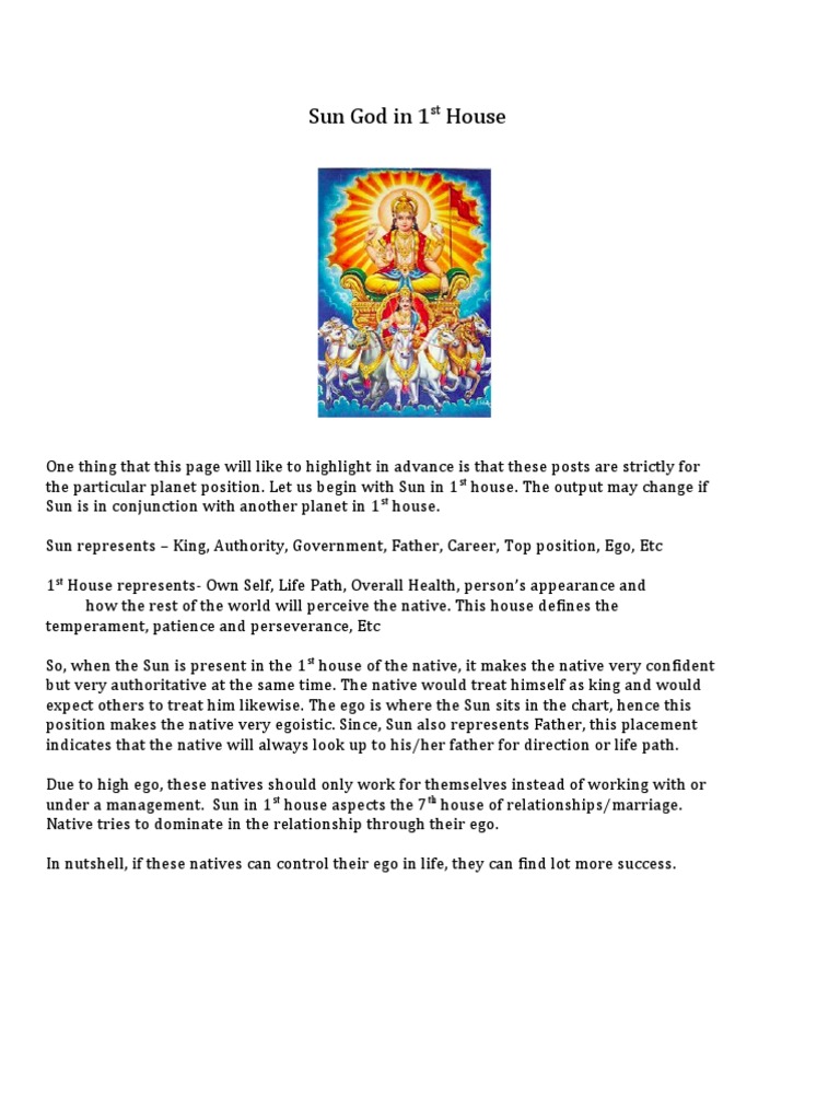 Sun in 1st House | PDF