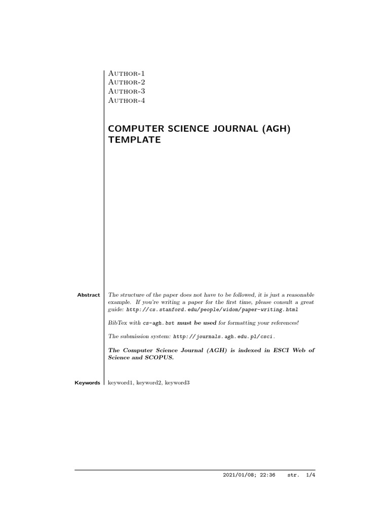 AGH Computer Science Journal Template | PDF | Computing And Information ...