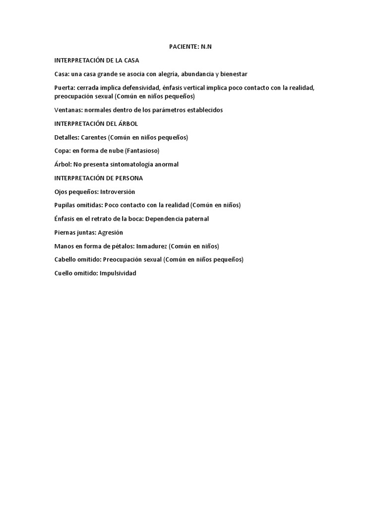 Interpretación HTP - Test Proyectivo | PDF