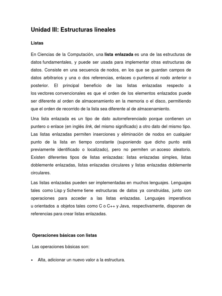 Estructuras Lineales PDF | PDF | Cola (tipo de datos abstractos ...