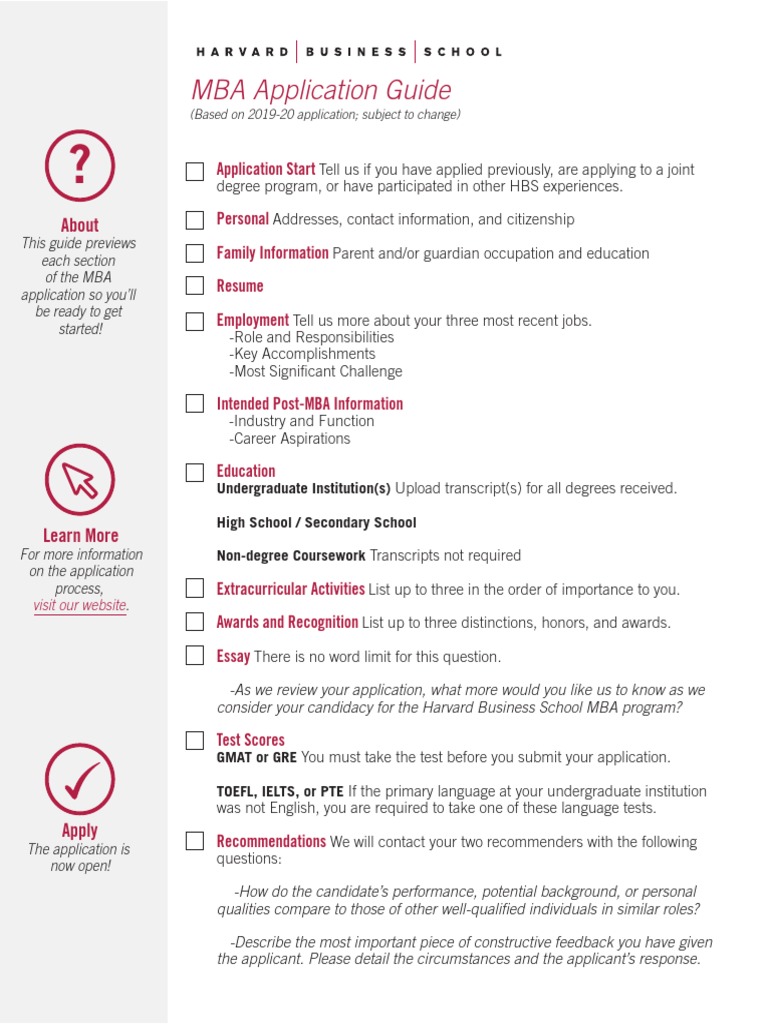 Harvard Business School Application Guide | PDF | Harvard Business ...
