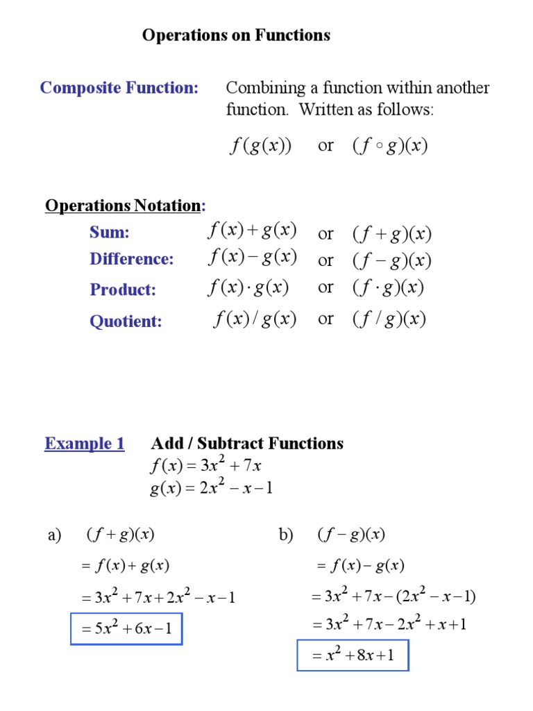 Function Operations & Inverses Guide | PDF | Function (Mathematics ...