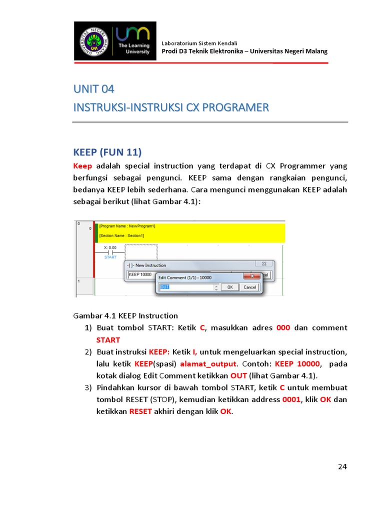 Instruksi-Instruksi PLC Pada Perangkat Lunak CX Programmer PDF | PDF