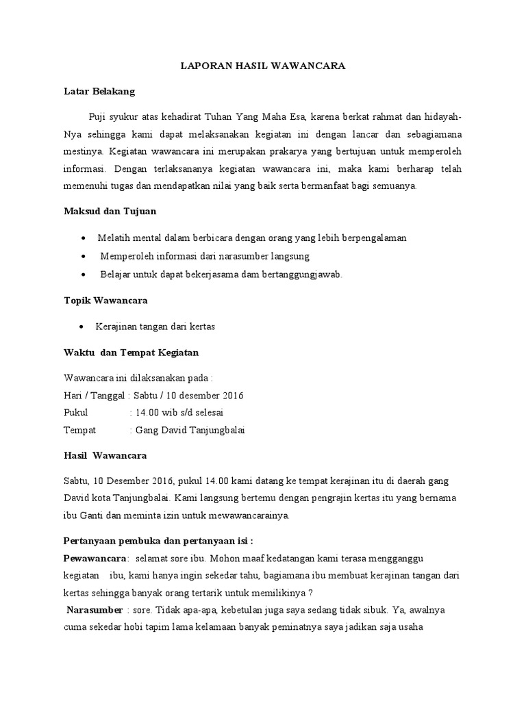Laporan Hasil Wawancara | PDF