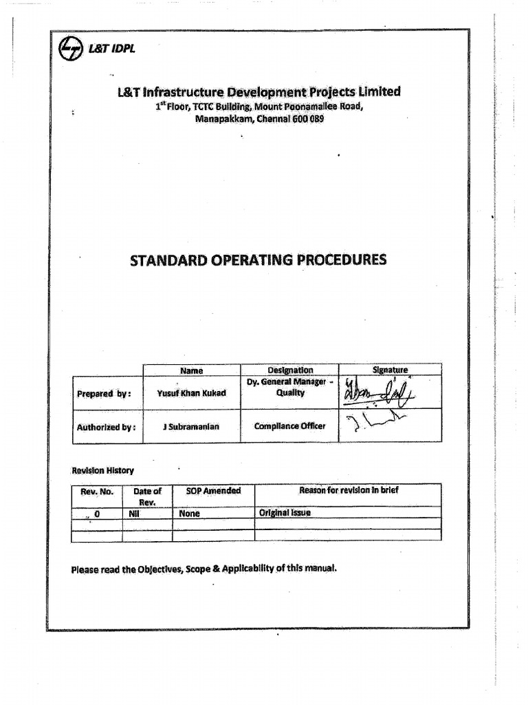 Idpl Sop For Ehs Policy PDF | PDF