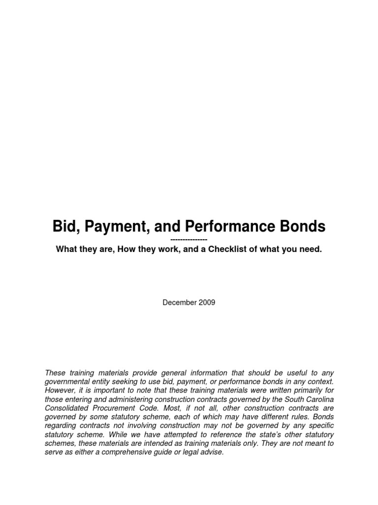 Bid, Payment, and Performance Bonds 091125 | PDF | Surety | Insurance