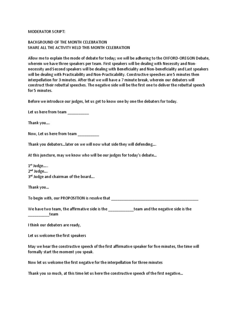 Moderator Script | PDF | Public Speaking | Human Communication