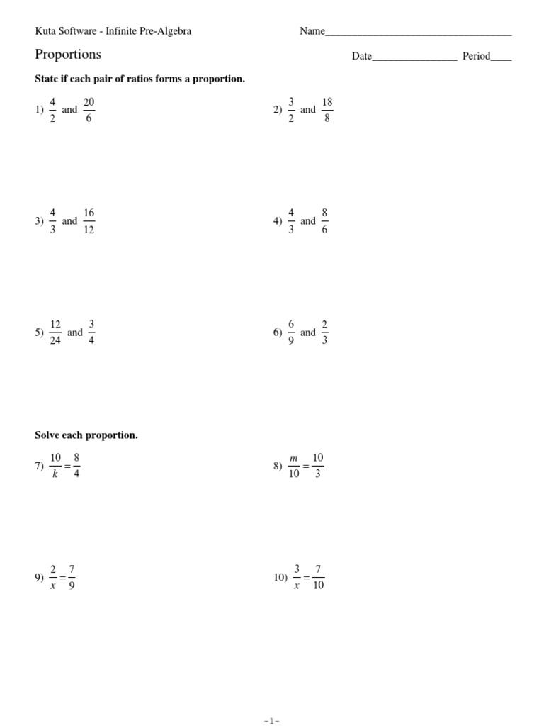 Proportions: State If Each Pair of Ratios Forms A Proportion | PDF