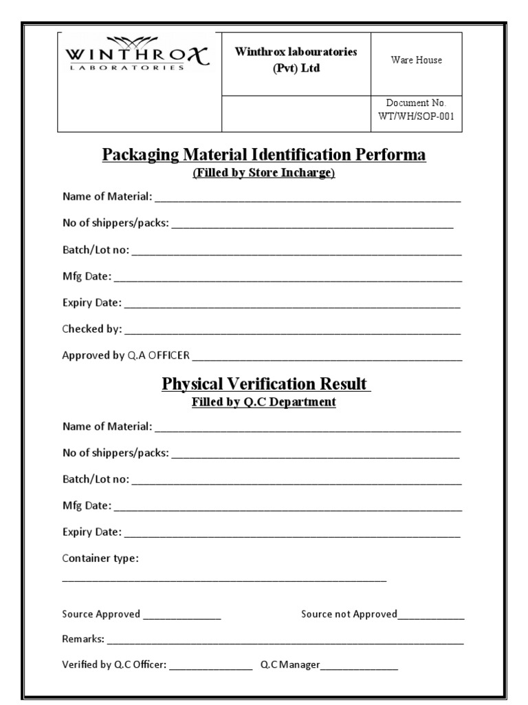 Packaging Material Material Identification Performa | PDF