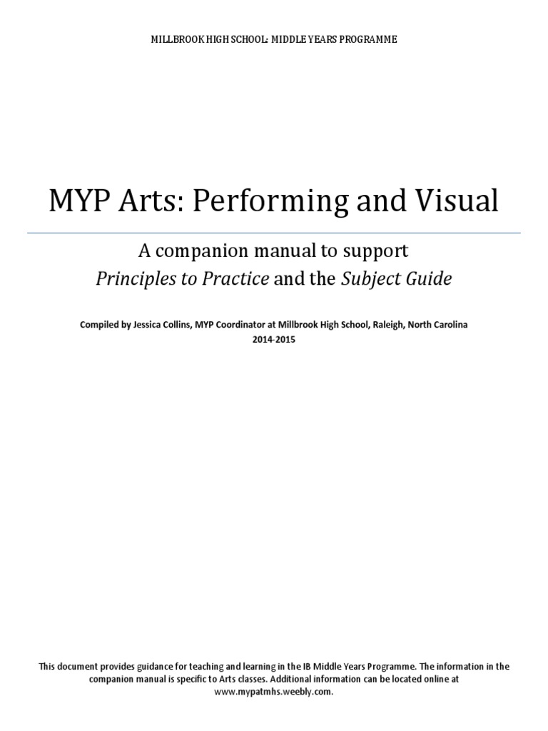 MYP Arts: Performing and Visual: A Companion Manual To Support | PDF ...