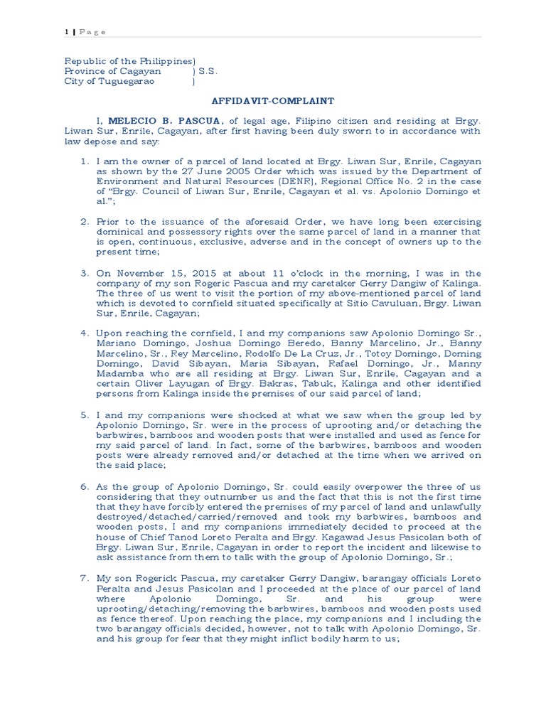 Complaint Affidavit | PDF | Justice | Crime & Violence