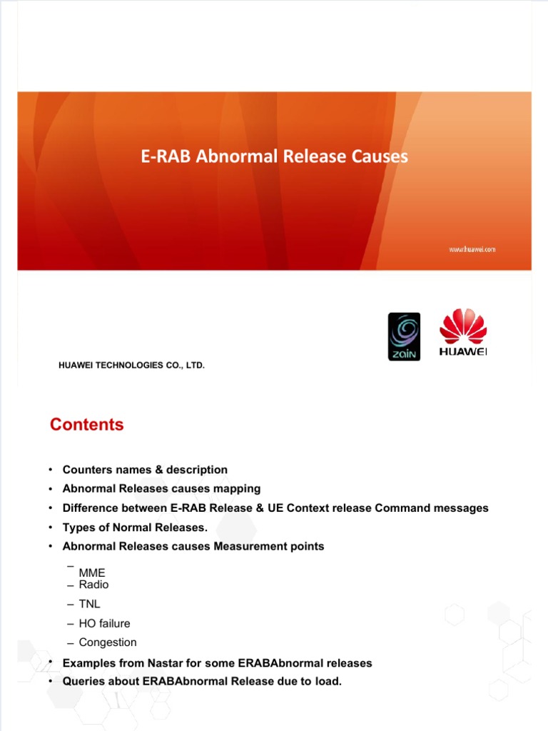 E-RAB Abnormal Release Causes in LTE | PDF | Information Age | Network ...