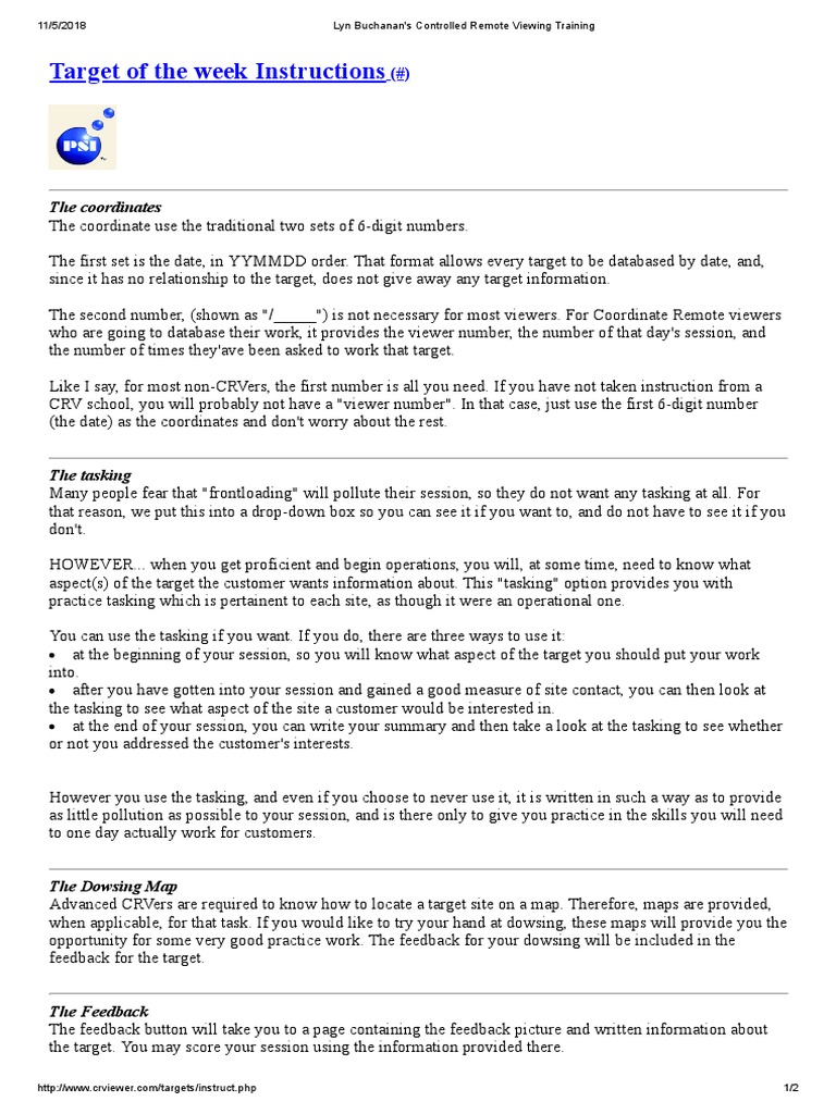 Lyn Buchanan's Controlled Remote Viewing Training | PDF | Human Nature | Communication