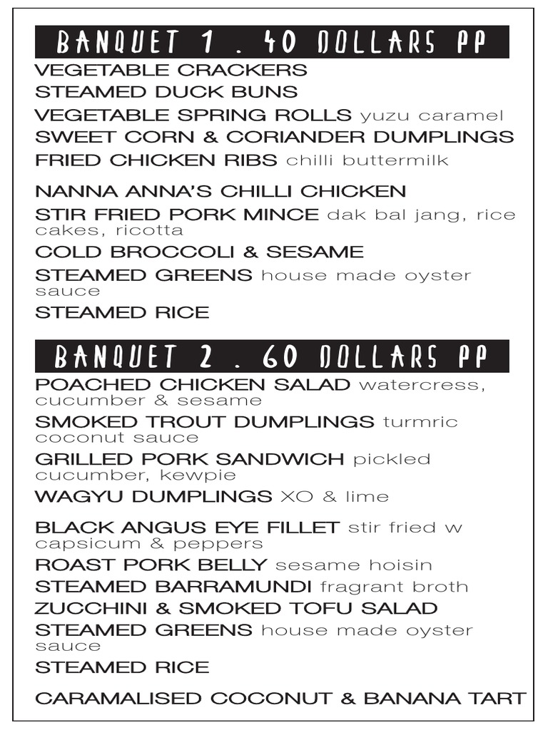 Chu-the-Phat Menu Banquets v201030 | PDF | Dumpling | Pickling