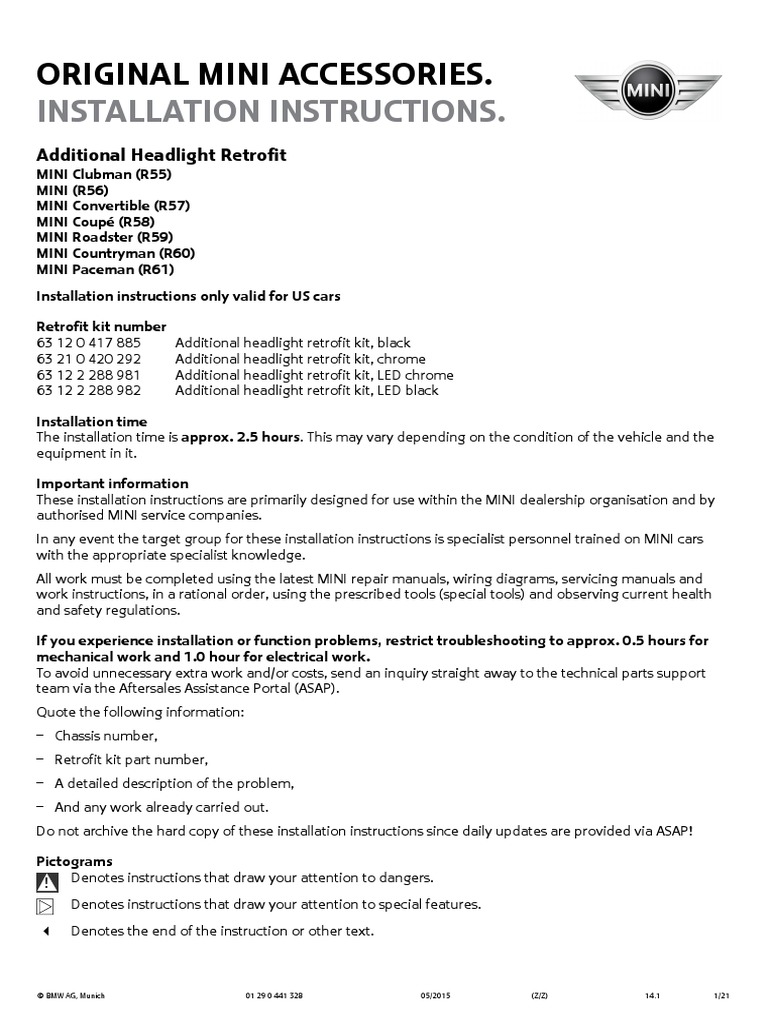 Installation Instructions.: Original Mini Accessories | PDF | Mini ...