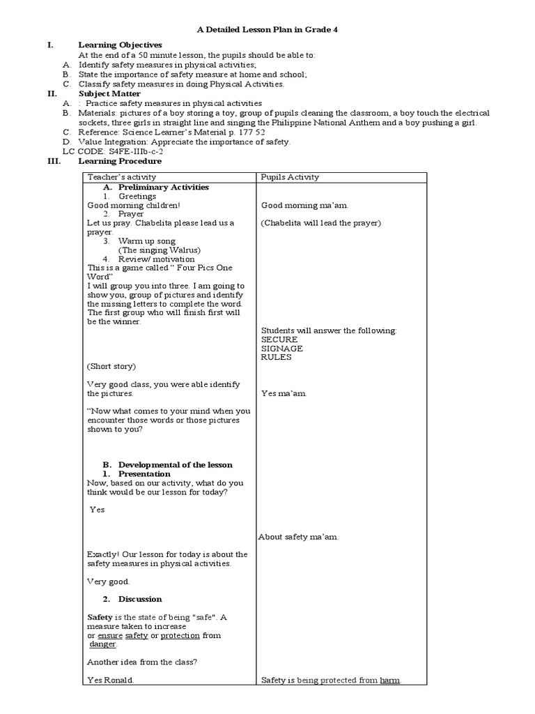 A Detailed Lesson Plan in Grade 4 | Download Free PDF | Lesson Plan ...