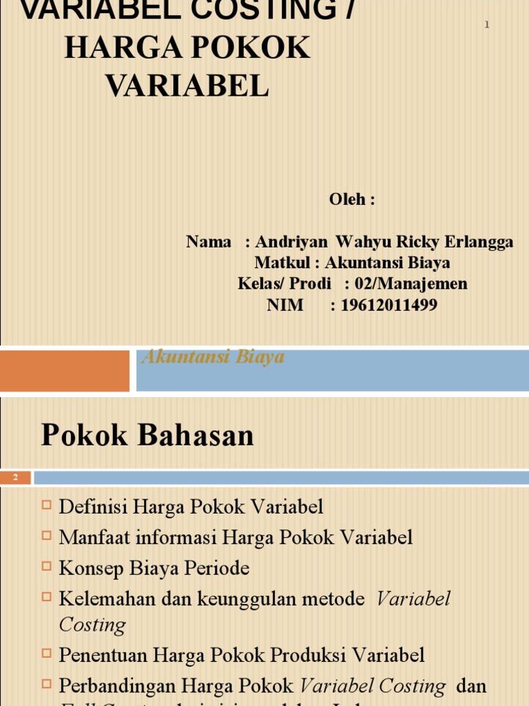 Bab 9 Variabel Costing | PDF