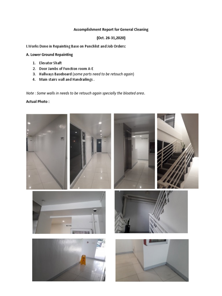 Accomplishment Report For General Cleaning | PDF